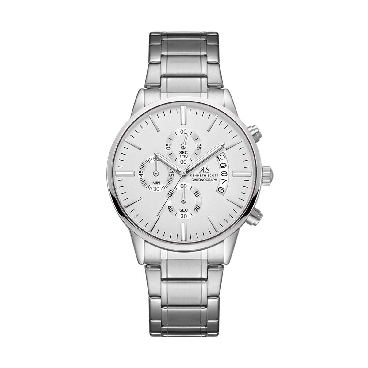 Buy Kenneth Scott Men's White Dial Chronograph Watch - K22103-KBKW in ...