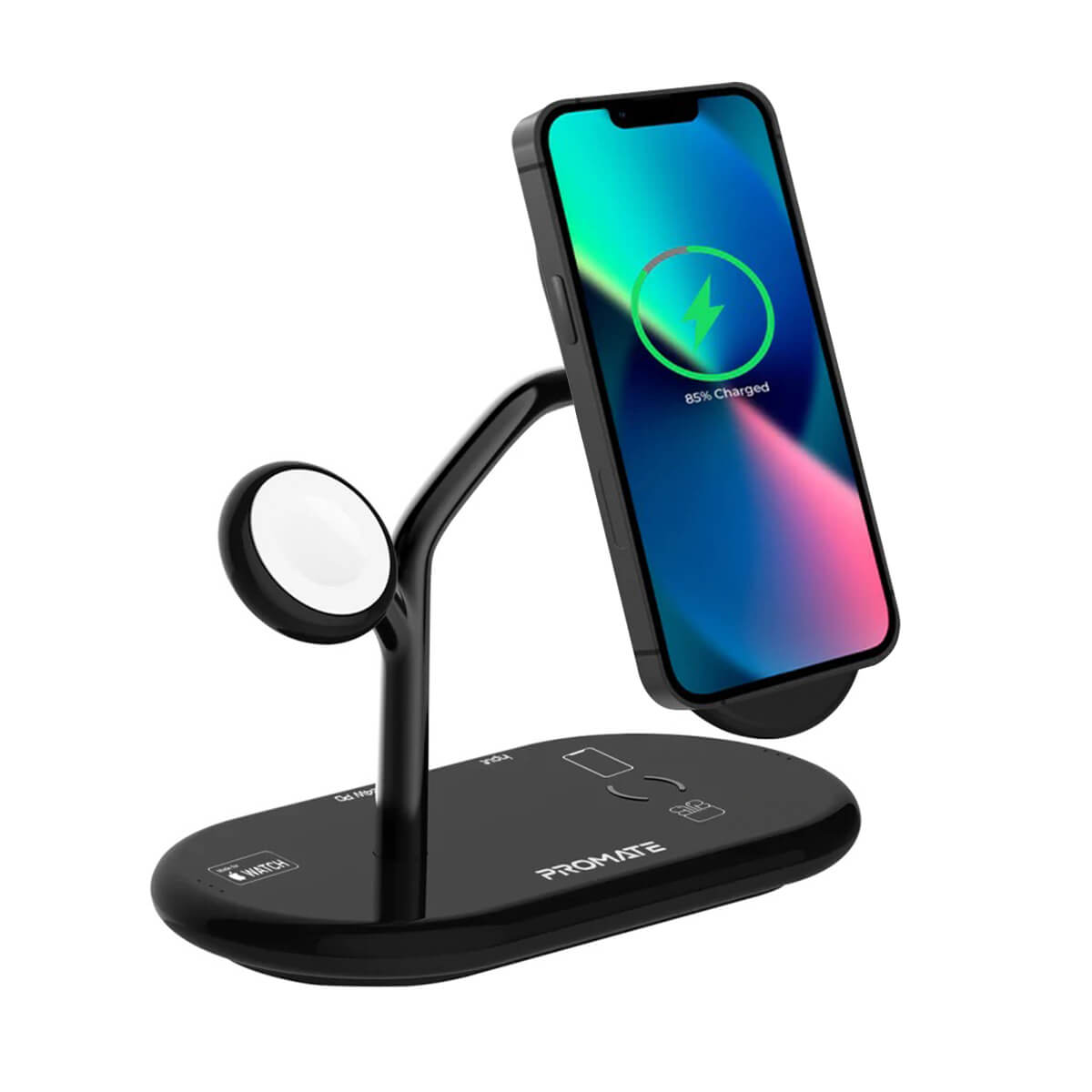 Buy Promate Bonsai 4-in-1 54W Wireless Charging Station - Black in Kuwait