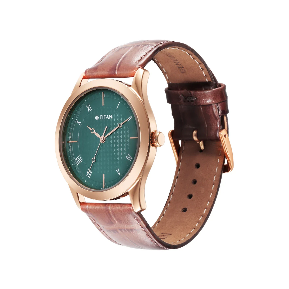 Buy Titan Karishma Green Dial Analog Leather Strap Watch for Men in kuwait