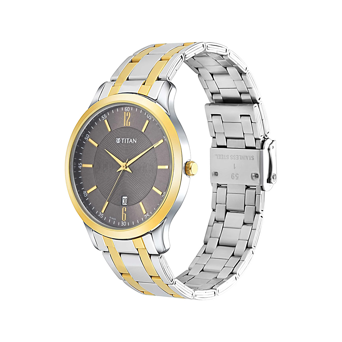Buy Titan Analog with Date Brown Dial Metal Strap watch for Men in kuwait