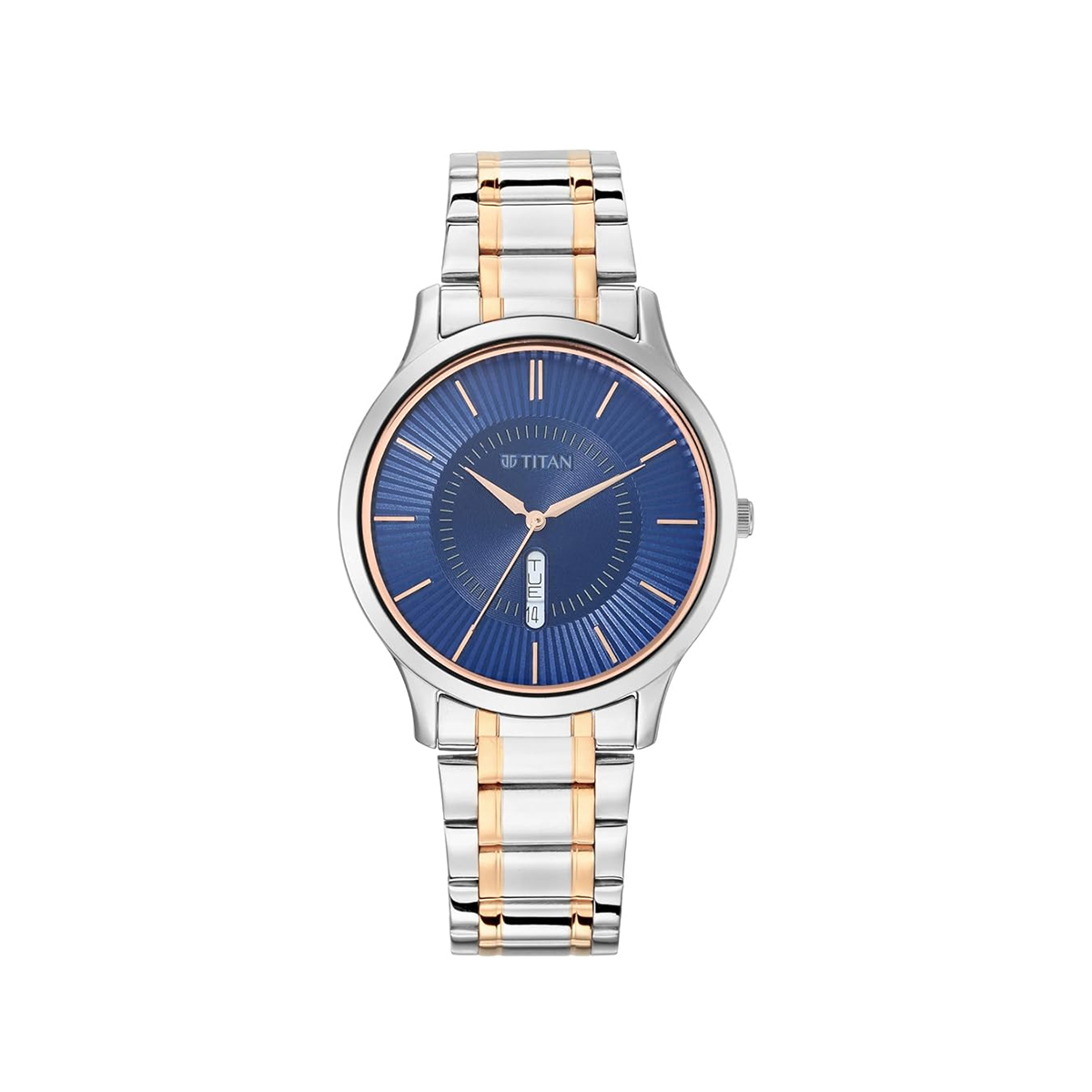 Buy Titan Lagan Blue Dial Analog with Day and Date Metal Strap for Men ...