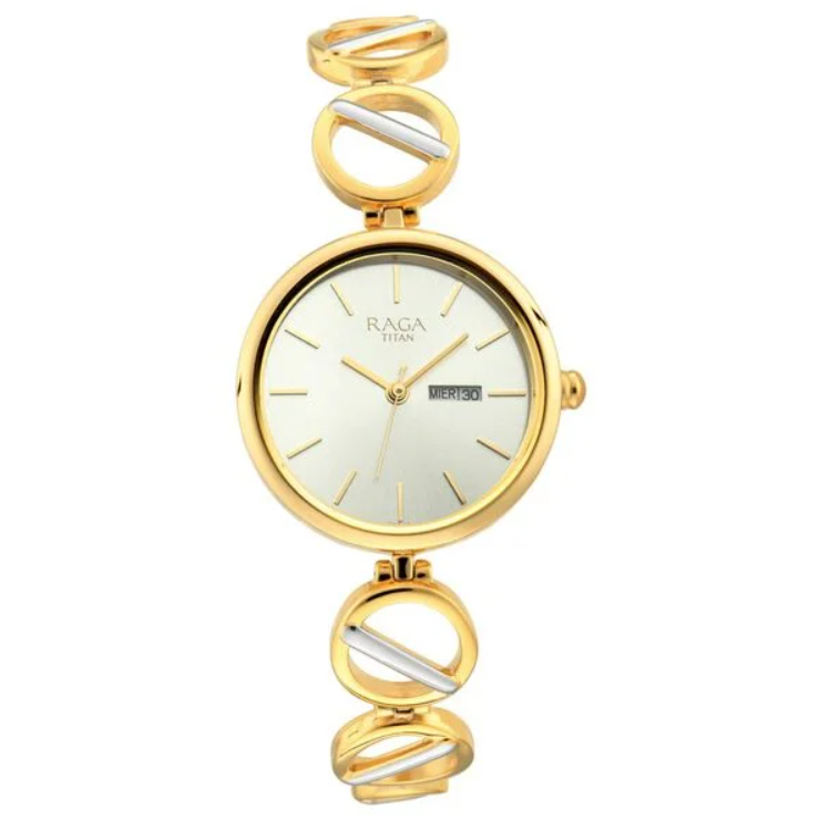 Buy Titan Raga Viva Silver Dial Analog with Day and Date Metal Strap ...