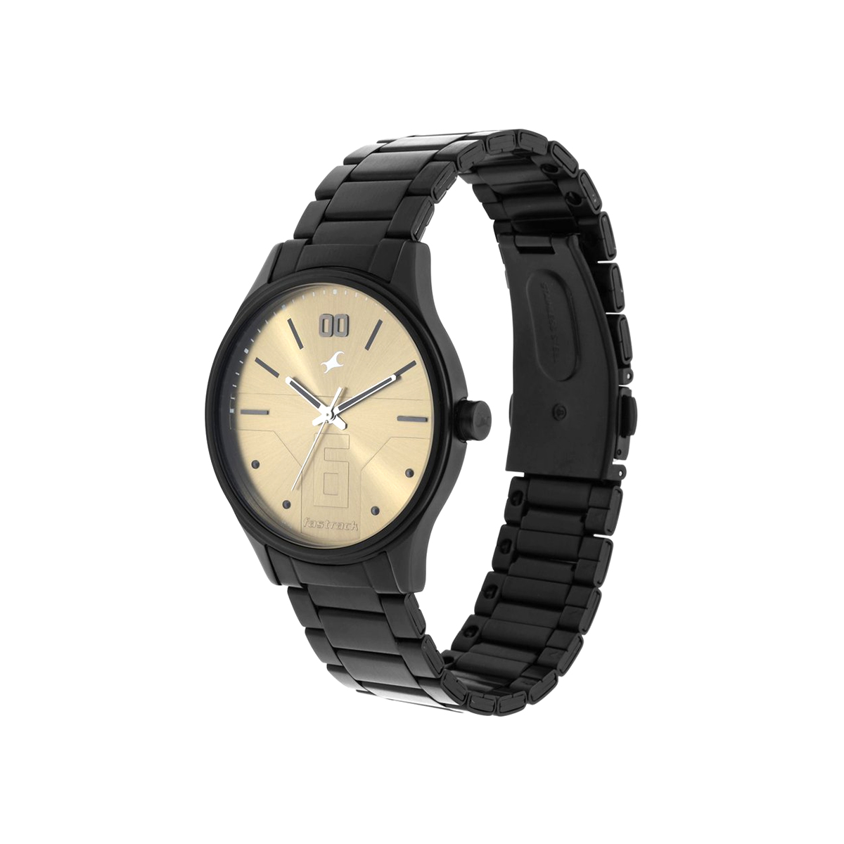 Buy Fastrack Bare Basics Quartz Analog Golden Dial Stainless Steel ...
