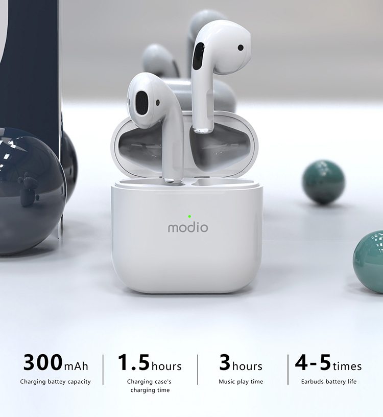 Buy Modio ME4 True Wireless Earbuds - White in Kuwait