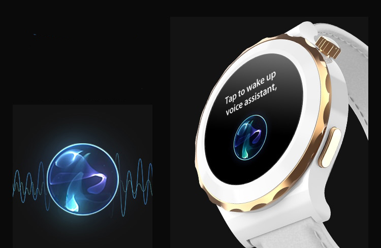 Buy HW3 Mini Smartwatch with White Leather Strap - Moonlight Silver in ...