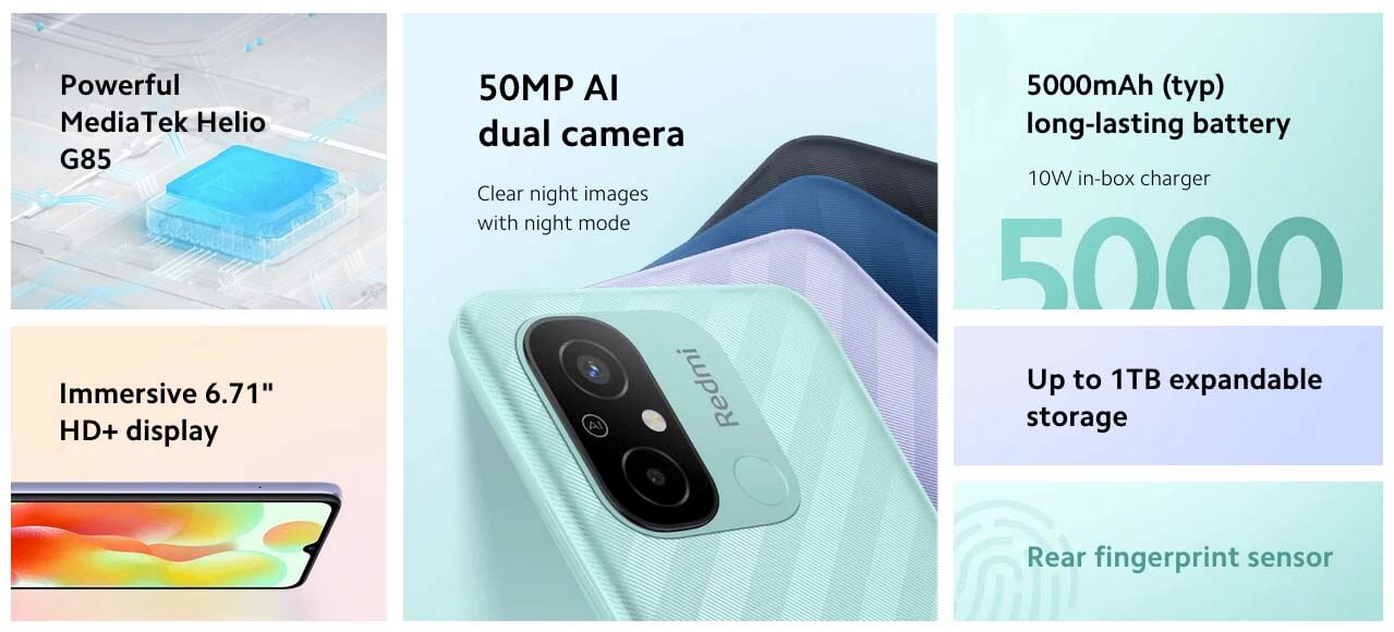 Buy Redmi 12C (4GB RAM + 128GB Memory) - Mint Green in Kuwait