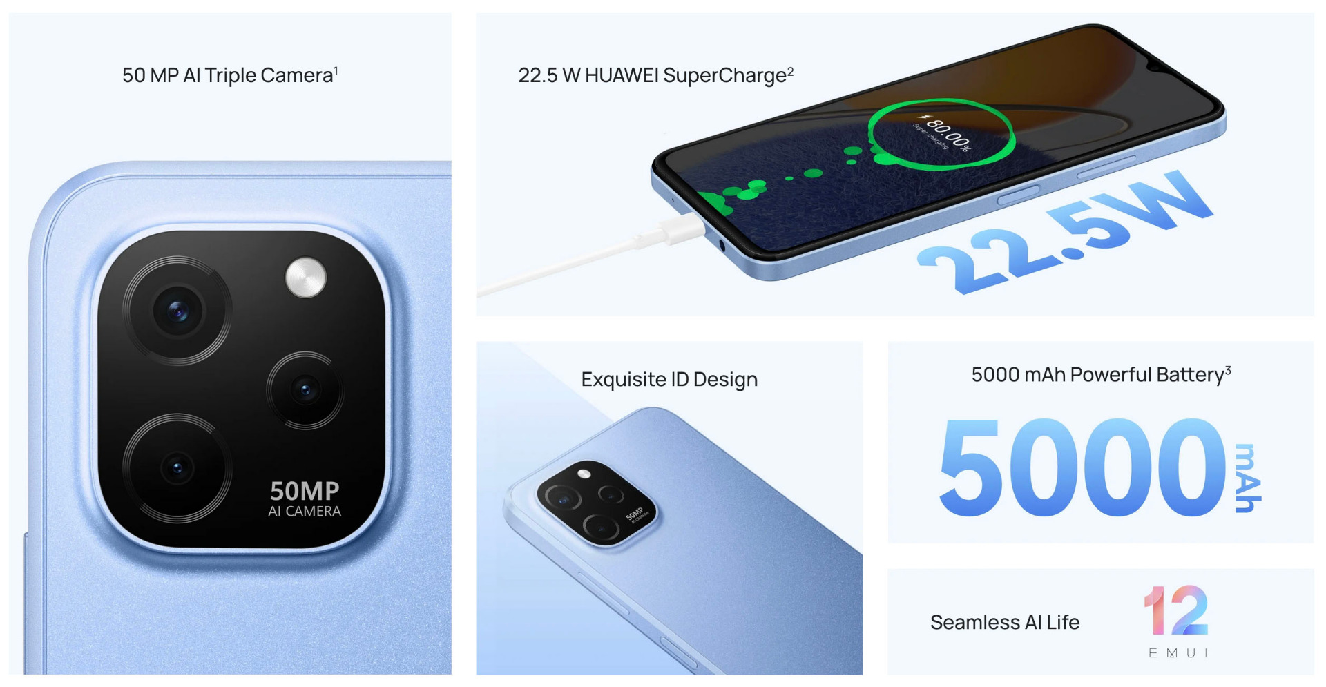 Buy Huawei Nova Y61 (4GB RAM + 64GB Memory) - Sapphire Blue in Kuwait