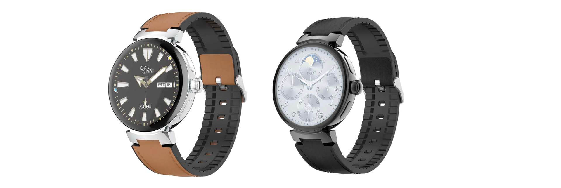 Buy Xcell Elite 3 Leather Strap Smartwatch - Black in Kuwait