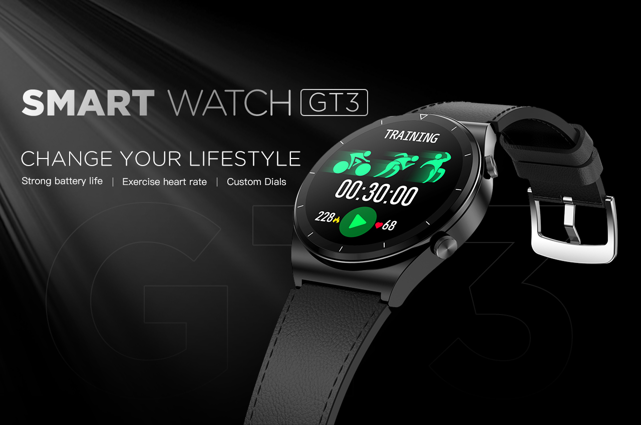 Buy GTab GT3 Smartwatch Black Dial - Black Strap in Kuwait
