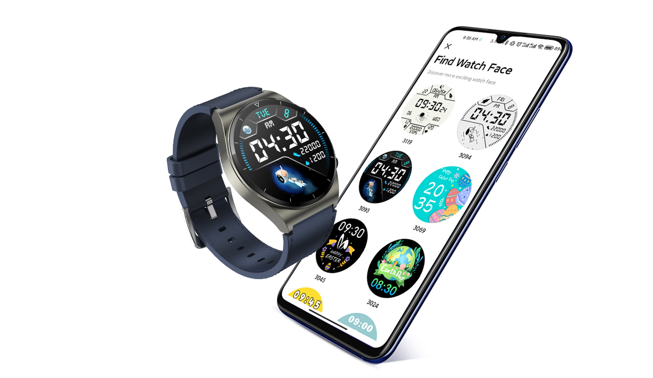 Buy GTab GT 3 Smartwatch Champagne Gold Dial - Blue Strap in Kuwait